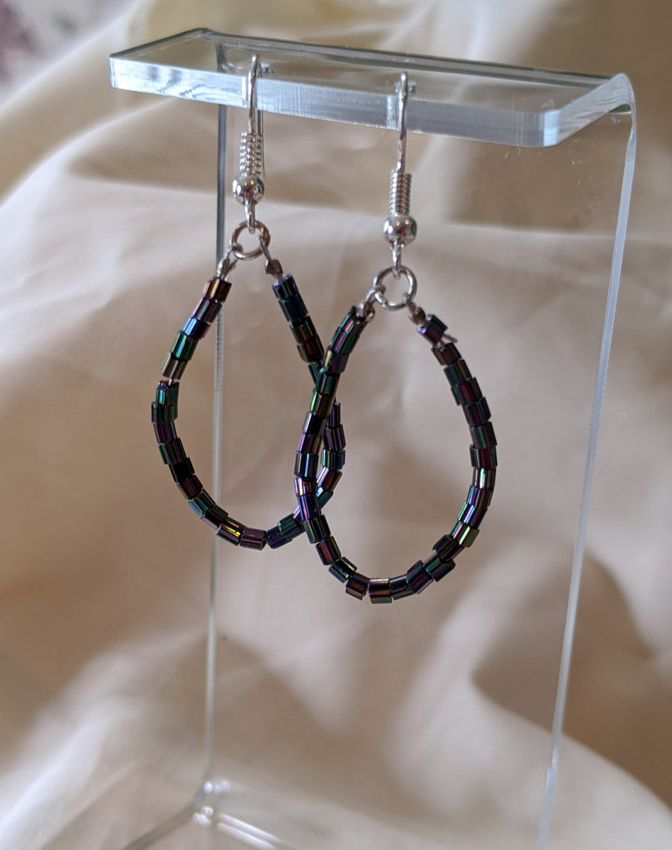 Iridescent Bugle Bead Earrings – Exclusive Expressions